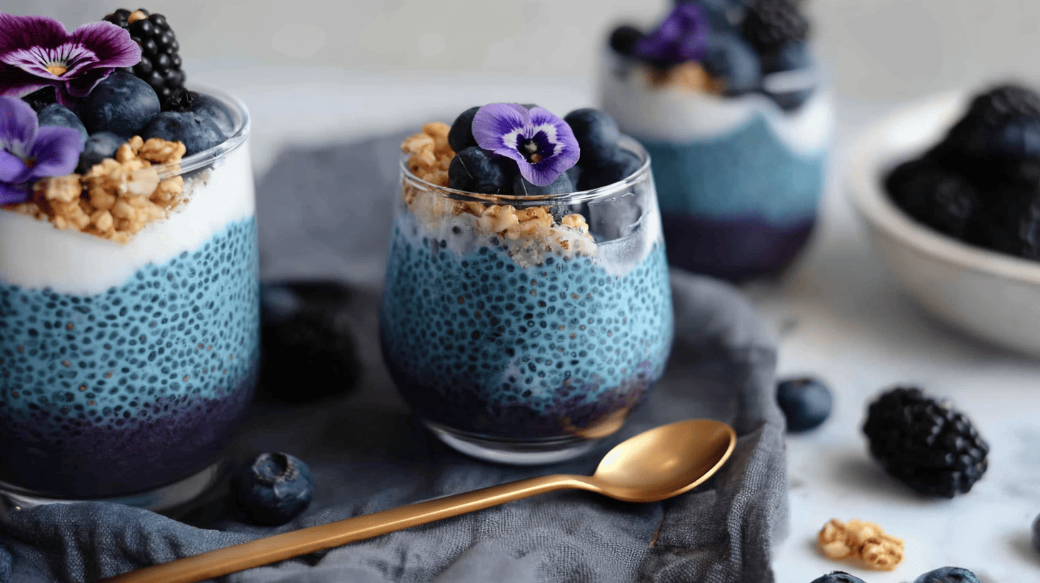 Easy Butterfly Pea Chia Pudding Recipe - Sugary Recipes