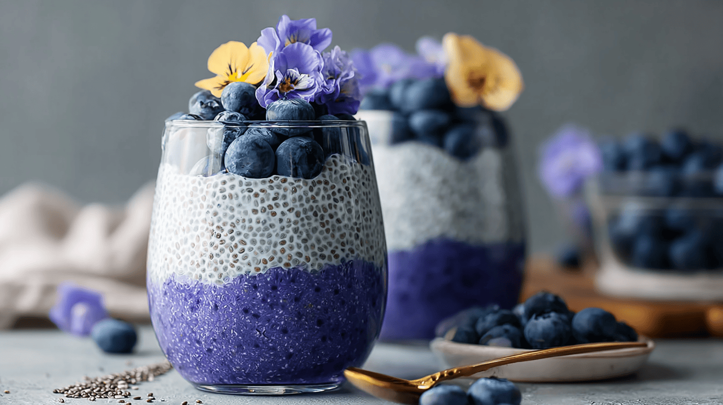 Easy Butterfly Pea Chia Pudding Recipe - Sugary Recipes